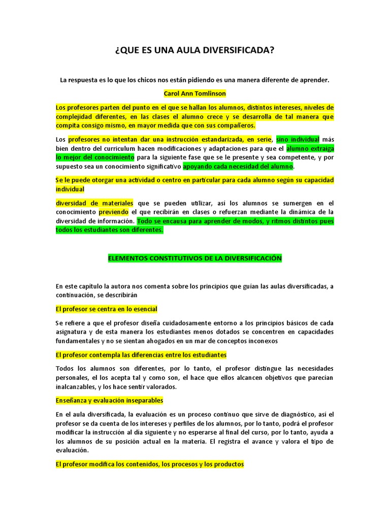 Que Es Una Aula Diversificada | Descargar gratis PDF | Aprendizaje ...