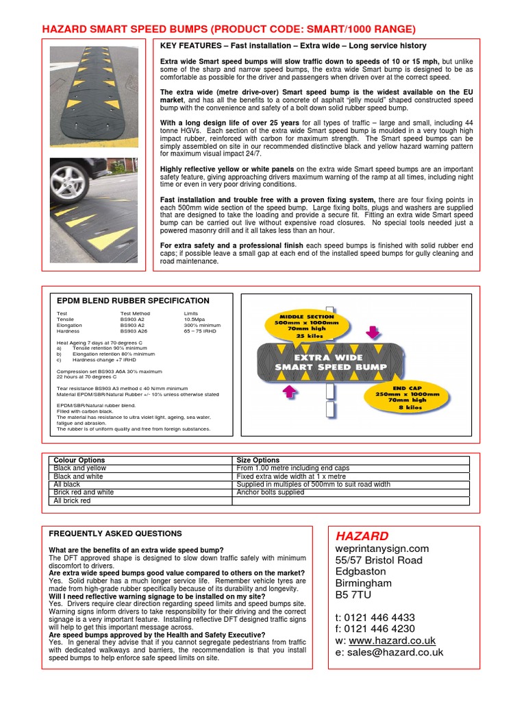 DATA SHEET For Smart Speed Bumps | PDF | Traffic | Speed Limit