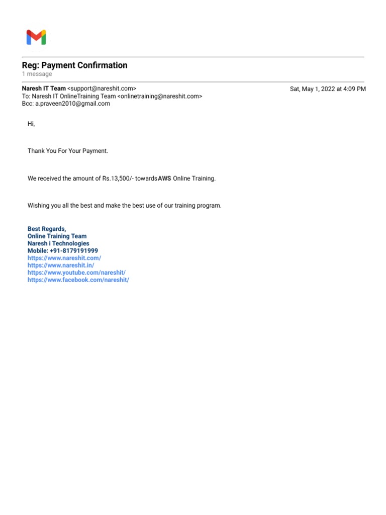 Gmail - Reg - Payment Confirmation | PDF