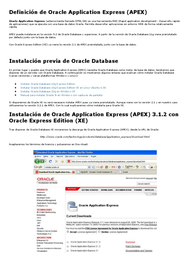 Oracle Application Express | PDF | Base de datos Oracle | Tabla (base de datos)
