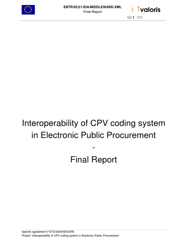 CPV Final Report 2006 en | PDF | Procurement | Interoperability