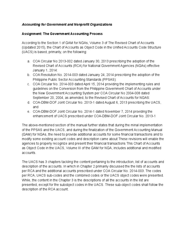 Assignment: The Government Accounting Process | PDF | Finance & Money ...