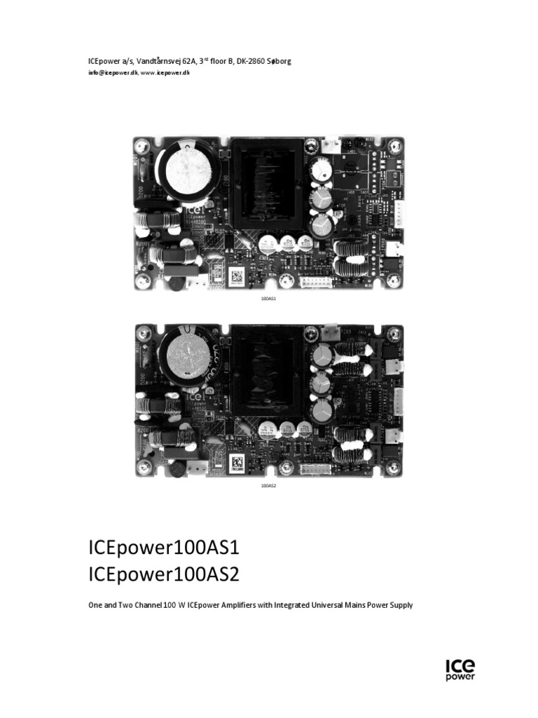 Icepower100As1 Icepower100As2: Icepower A/S, Vandtårnsvej 62A, 3 Floor ...