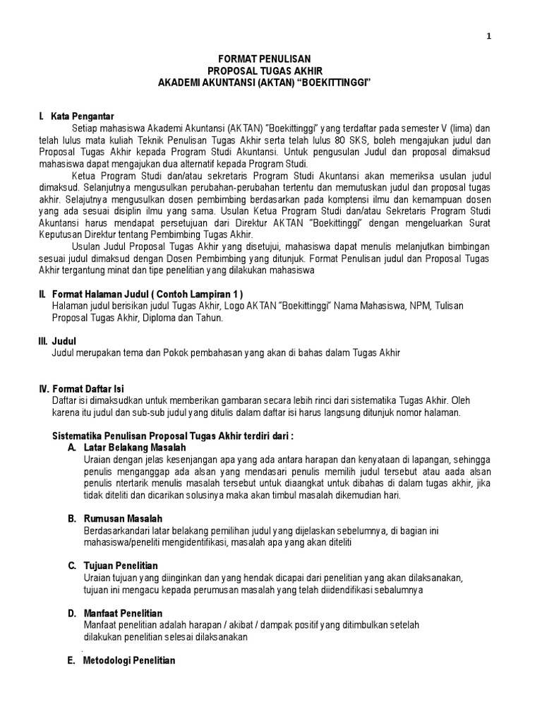 Format Penulisan Proposal Tugas Akhir | PDF