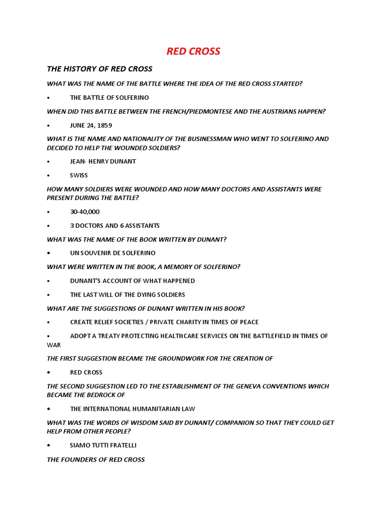 The History of Red Cross | PDF | International Committee Of The Red ...