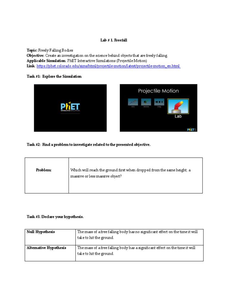 Lab 1 Free Fall GEC - CEA21 - OERSTED | PDF | Mass | Science