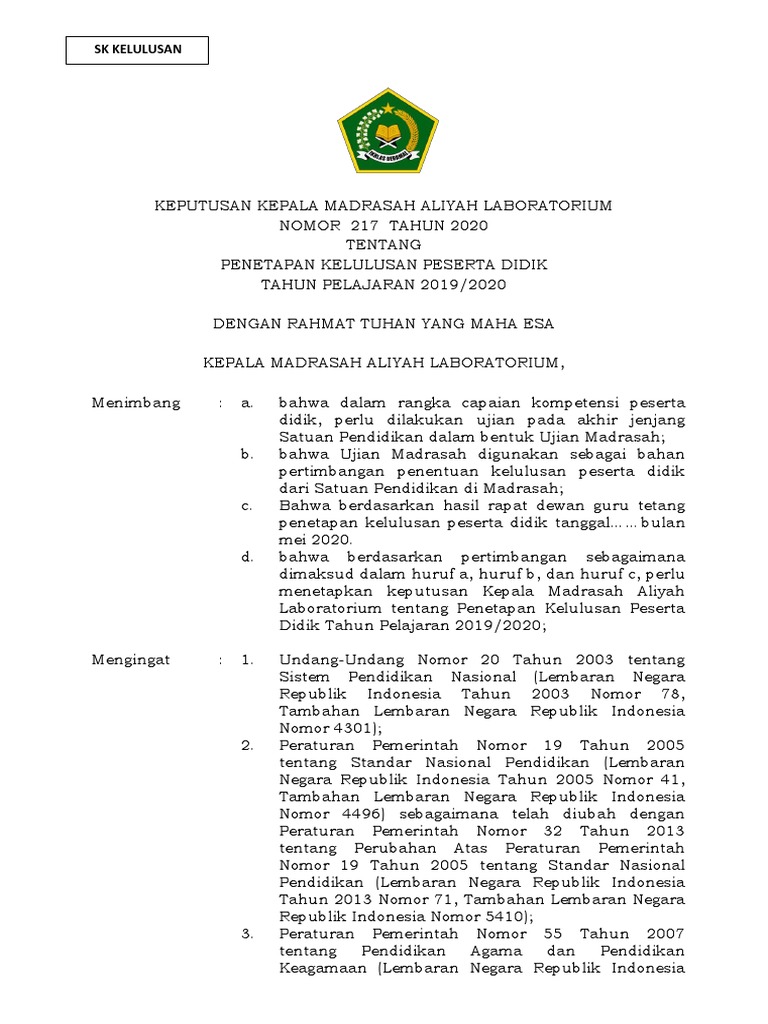 SK Kelulusan | PDF