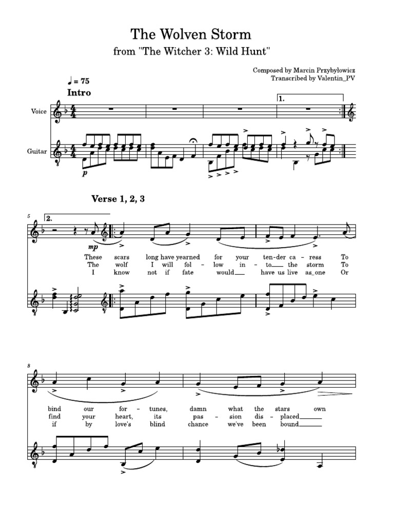 The Wolven Storm (Priscilla's Song) For The Guitar and Voice (No Tabs ...