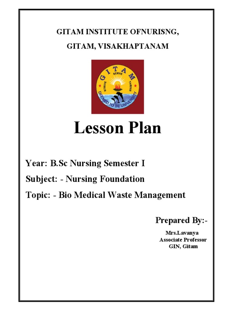 Lesson Plan On BMW | PDF | Infection | Hiv/Aids