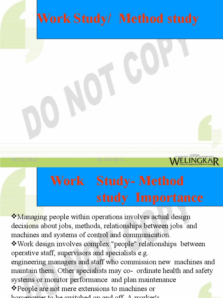 Work Study and Work Measurement | PDF | Time | Sampling (Statistics)