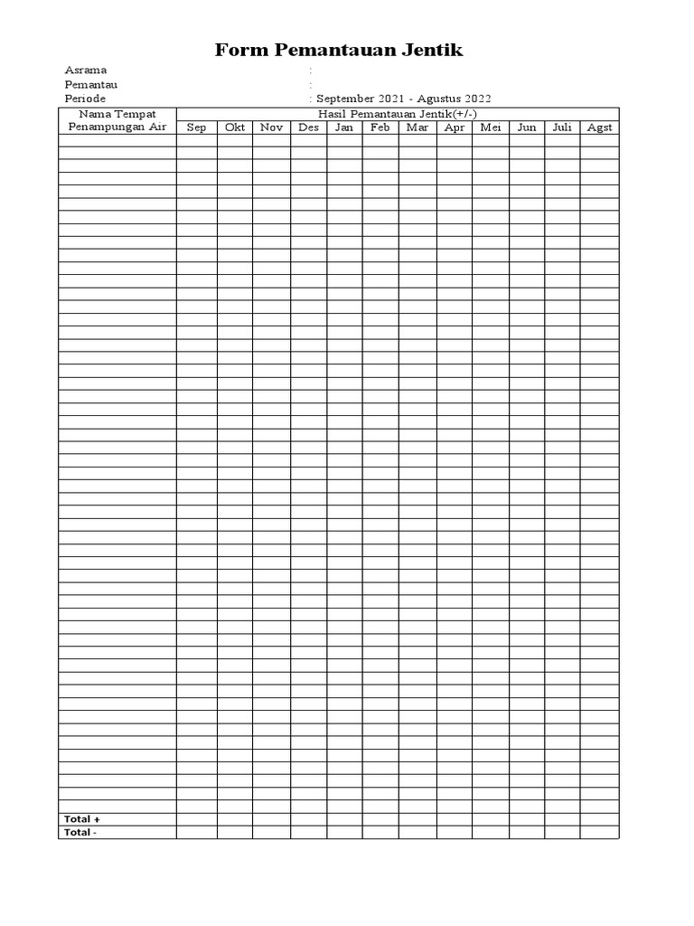 Form Pemantauan Jentik | PDF