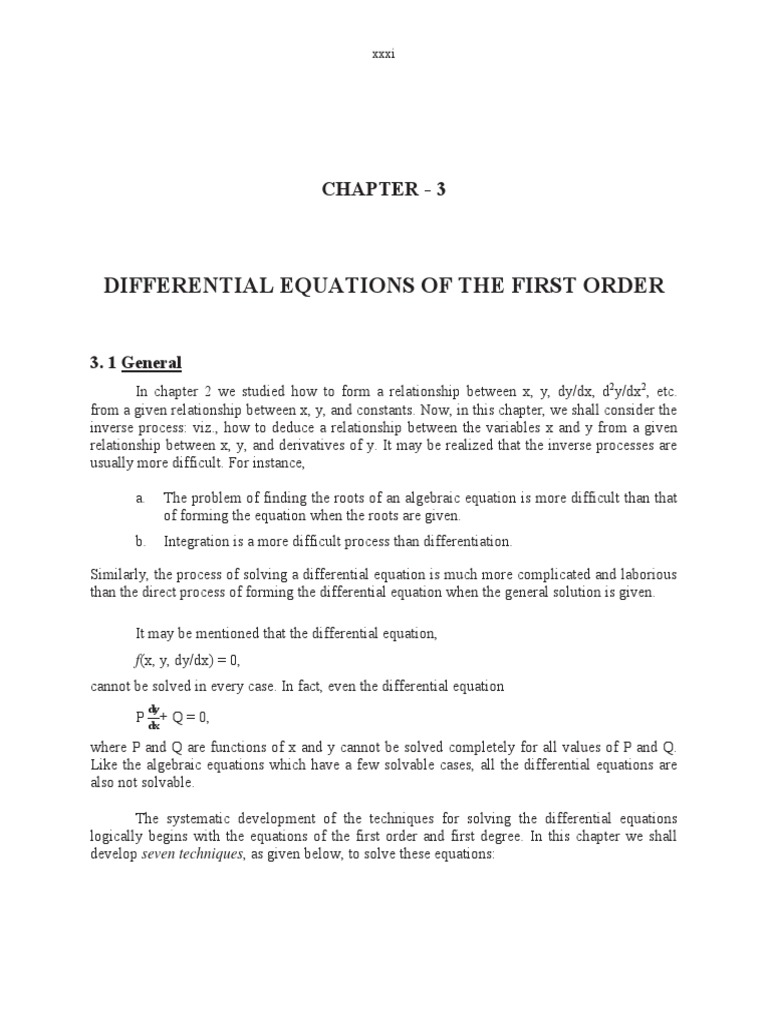 First Order Differential Equations Techniques | PDF | Equations | Rates