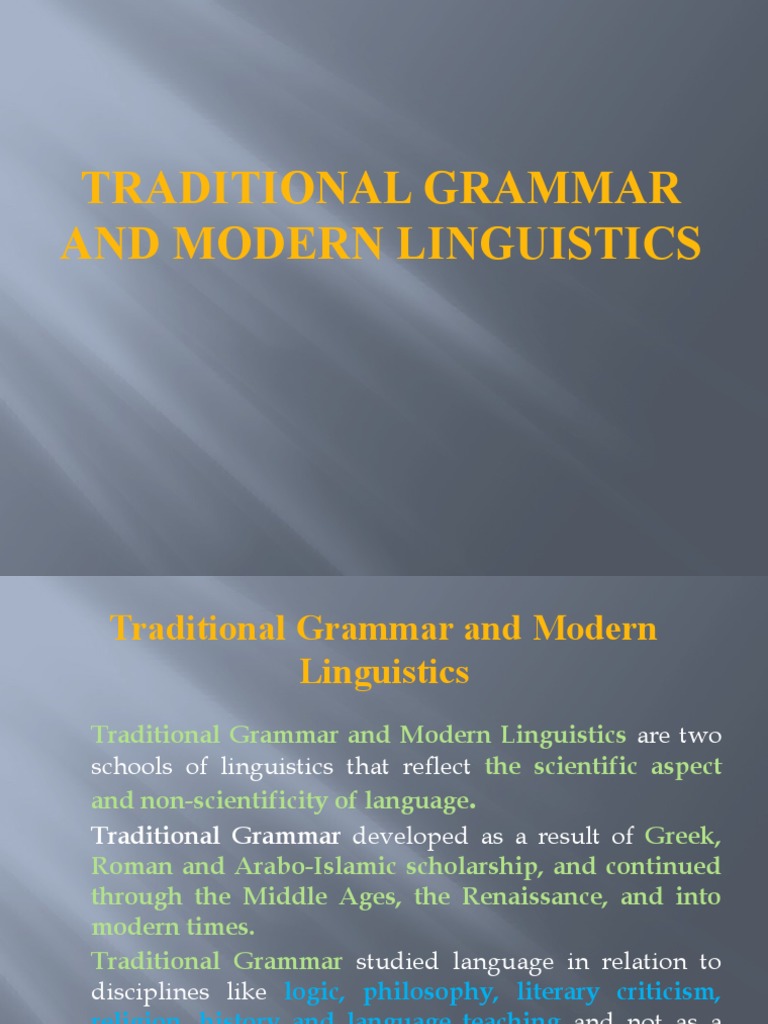 5 - Traditional Grammar and Modern Linguistics | PDF | Linguistics ...
