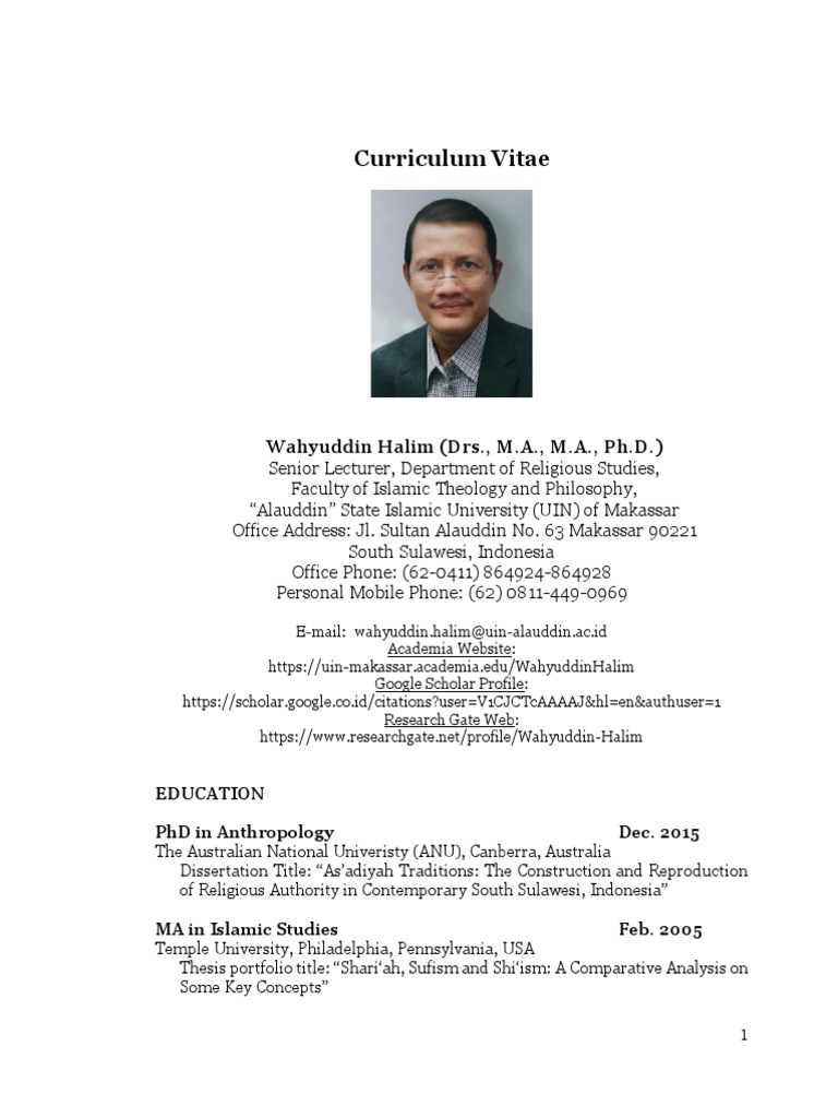 Curriculum - Vitae Wahyuddin Halim | PDF