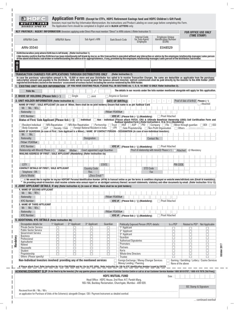 HDFC Mutual Fund Common SIP NACH Mandate Application Form | PDF ...