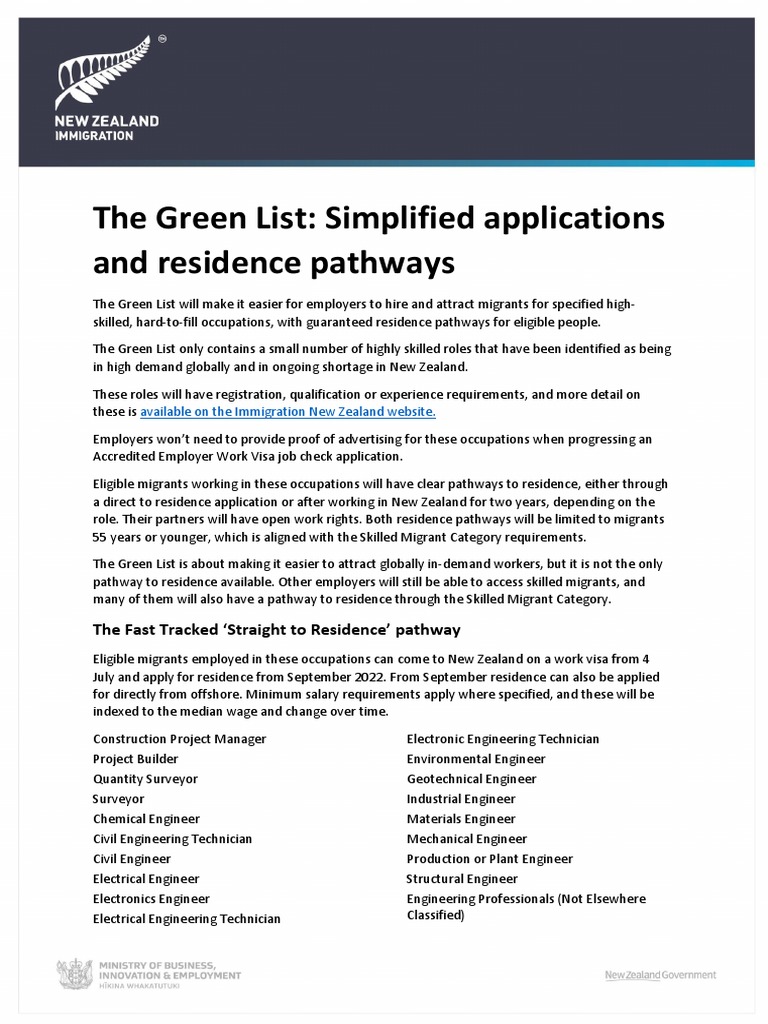 The Green List: Simplified Applications and Residence Pathways | PDF ...