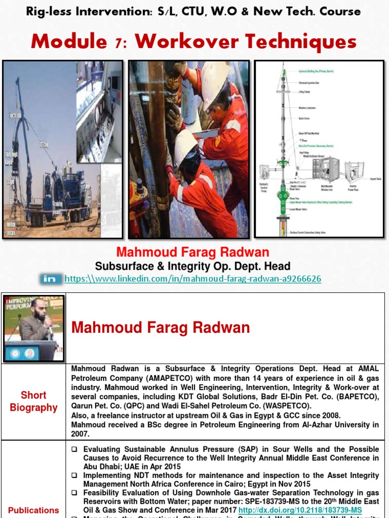 Rig-Less Intervention Course - Mod. 7 Workover Techniques | PDF