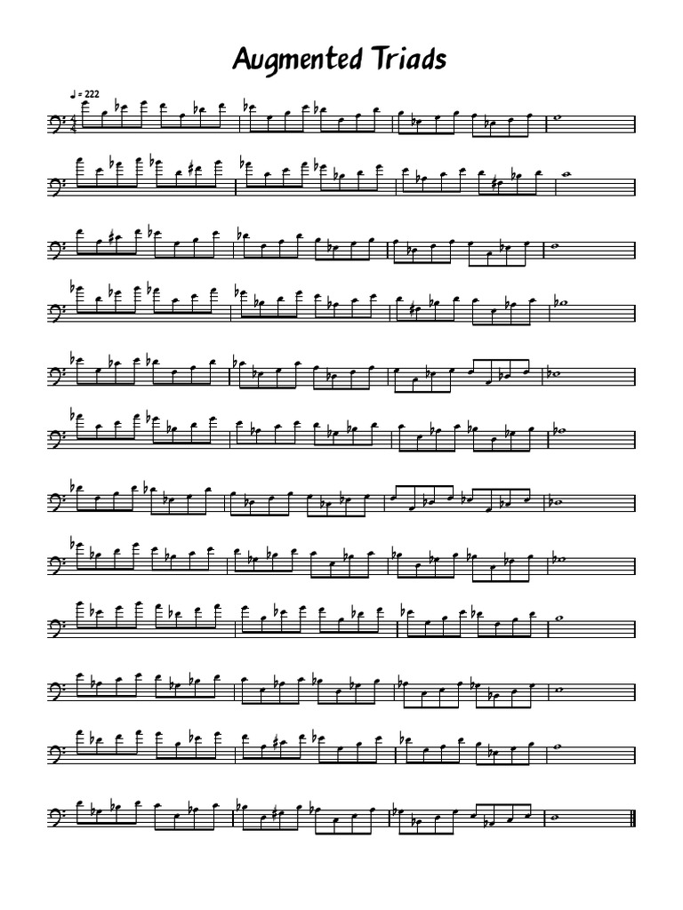 Augmented Triads Pattern in Bass Clef | PDF