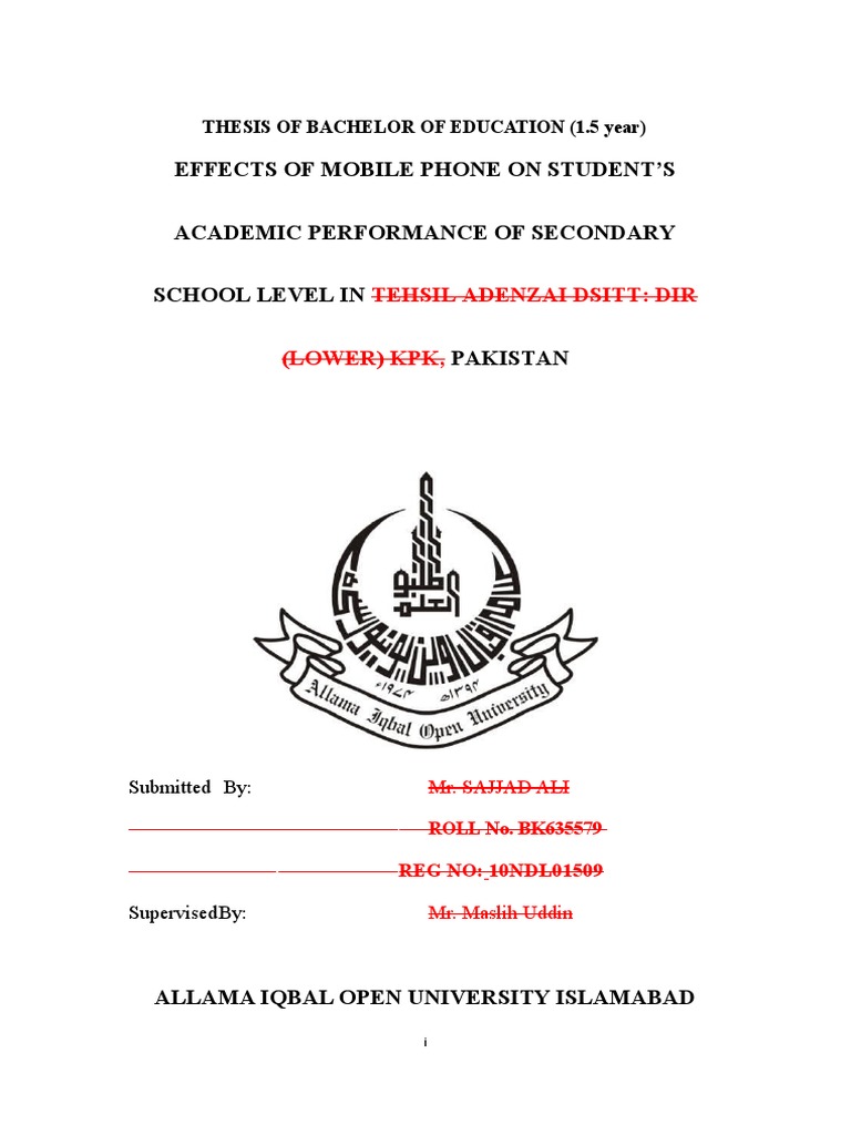 Effects of Mobile Phone Students Studies of Secondary School Level in ...