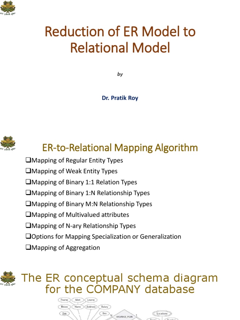 Reduction of ER Model To Relational Model | PDF | Conceptual Model ...