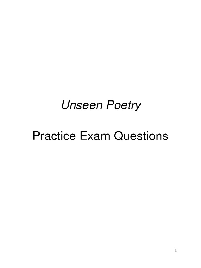 Unseen Poetry: Practice Exam Questions | PDF | Poetry | Sonnets