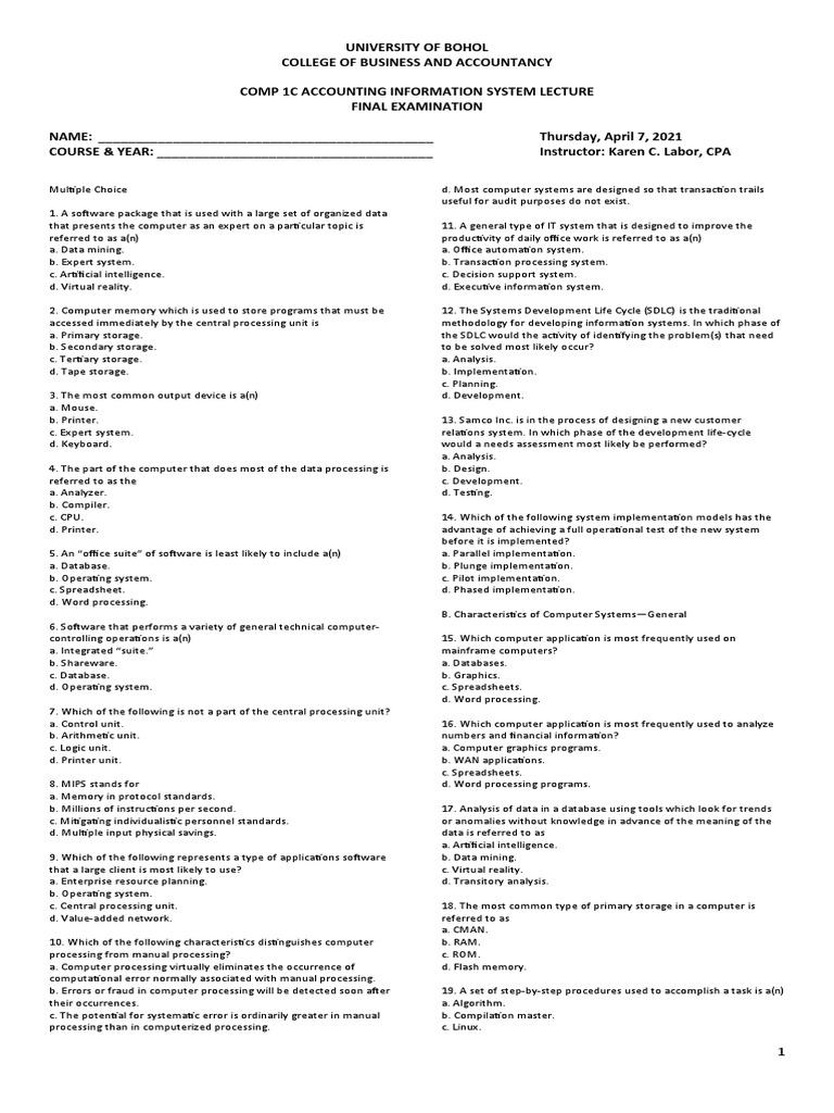 Ais Lecture No Ans1 | PDF | Electronic Data Interchange | Databases