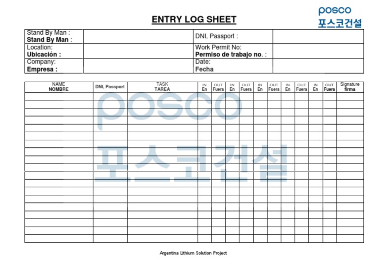 09 Confined Space Entry Log - Update | PDF