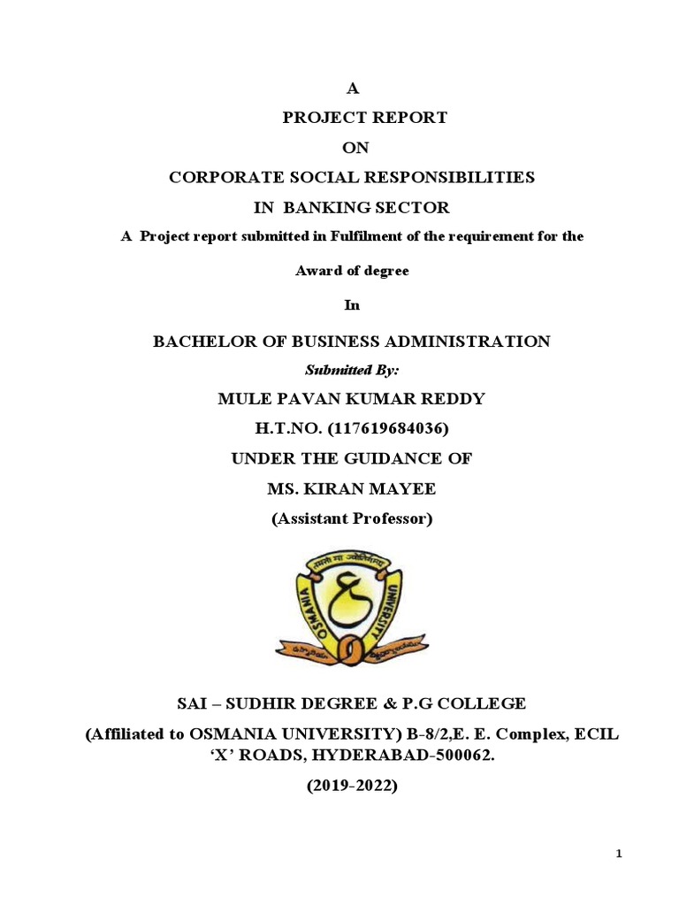 Pavan Project CSR PROJECT 2 | PDF | Corporate Social Responsibility | Sustainability