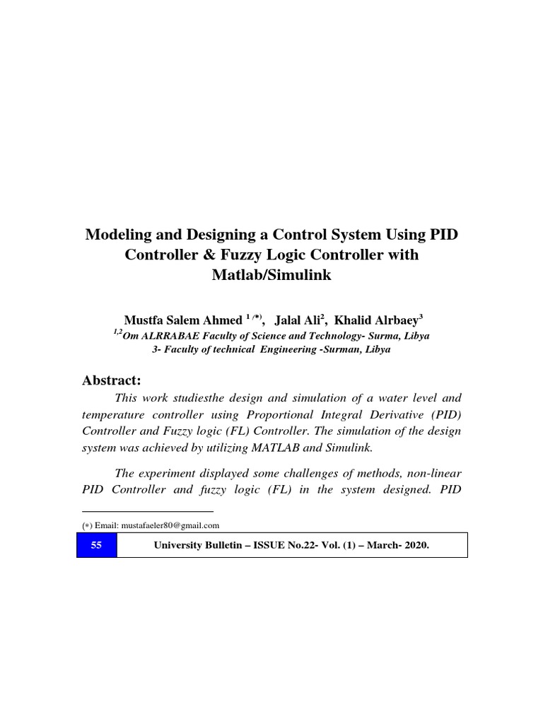 Modeling and Designing a Water Level and Temperature Control System Using PID and Fuzzy Logic ...