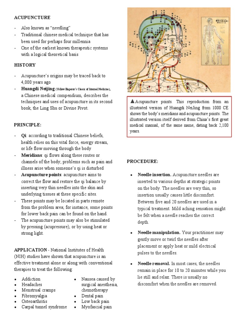 Acupuncture: Needle Insertion. Acupuncture Needles Are | PDF ...