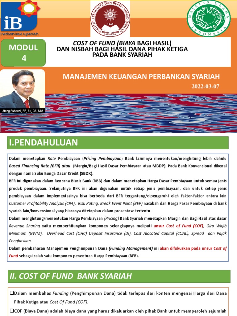 Itb Ad Cost of Fund Dan Proyeksi Bagi Hasil DPK Dalam Pricing ...