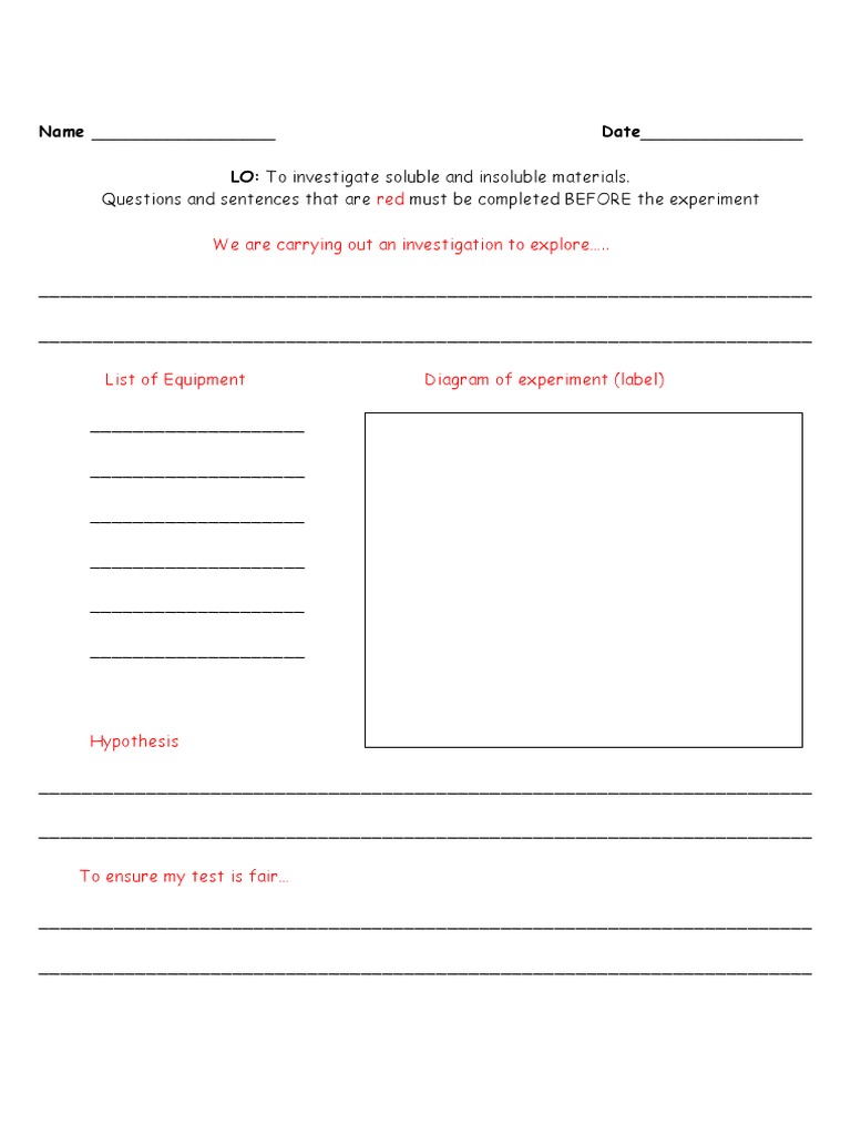 Soluble and Insoluble Materials Worksheet | PDF | Solubility | Chemical ...