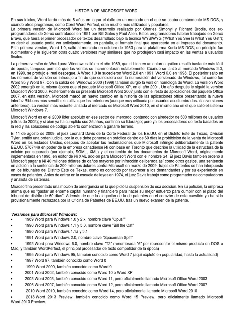 Historia de Microsoft Word | PDF | Microsoft Word | Microsoft Office 2010