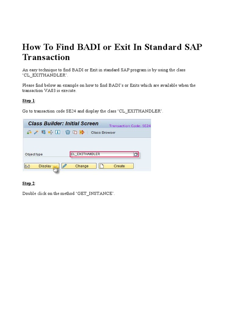 Sap Finding Badi Or User Exit In Standard Transactions Pdf