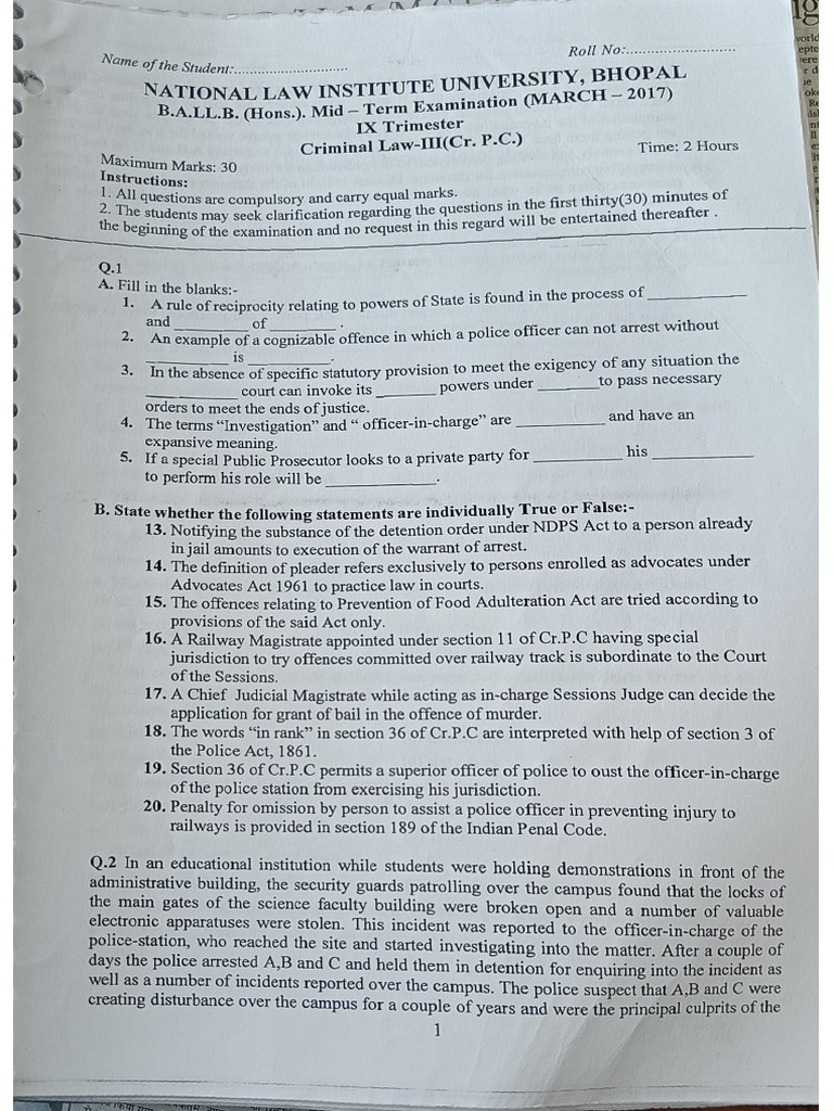 CRPC Past Papers | PDF