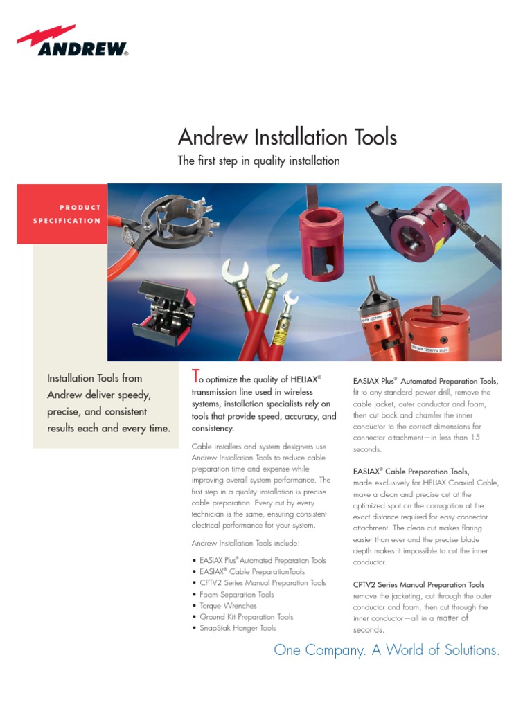 Andrew Installation Tools | PDF | Cable | Electrical Connector