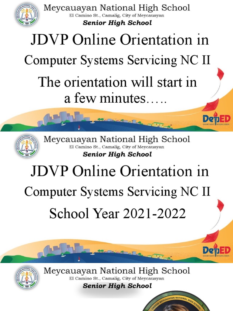 JDVP Online Orientation In: Computer Systems Servicing NC II | Download ...