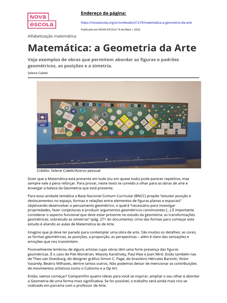 Matematica A Geometria Da Arte | PDF | Geometria | Pinturas