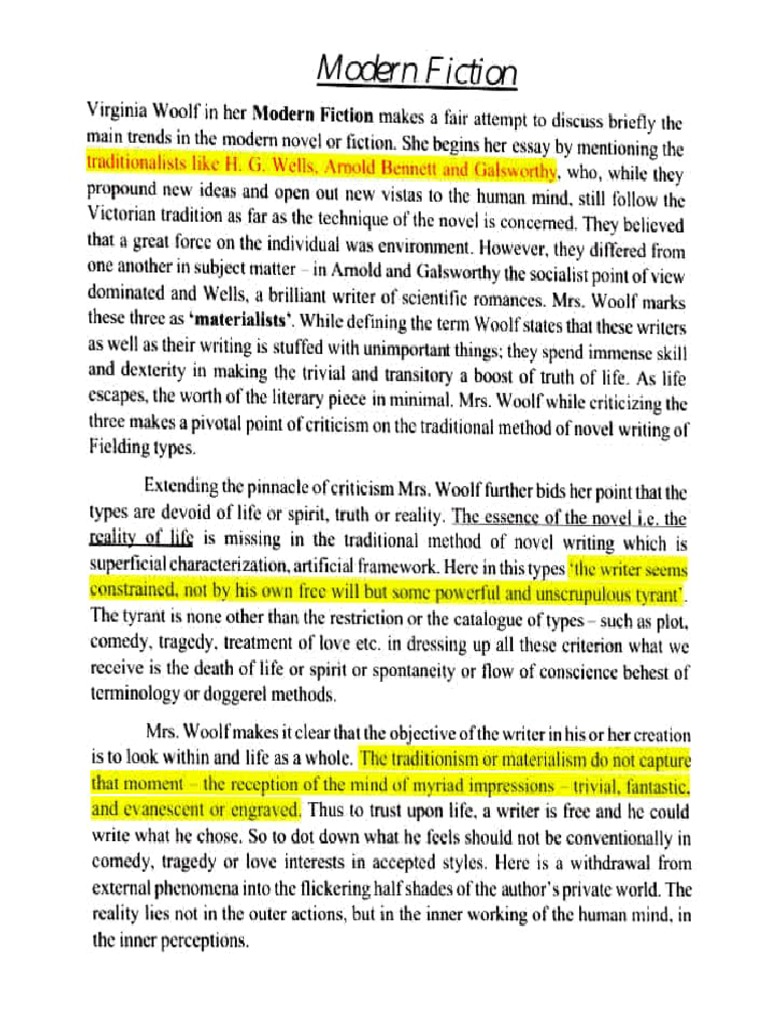 Virginia Woolf's Modern Fiction Insights | PDF | General Fiction