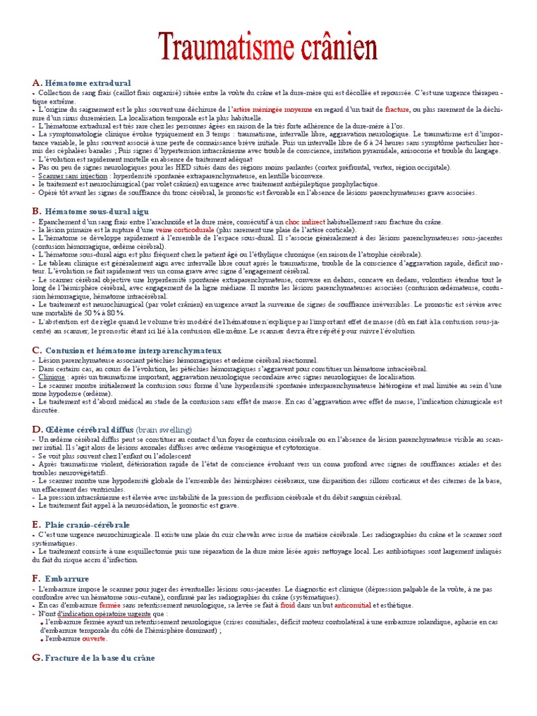 Trauma Crânien | PDF | Traumatisme crânien | Maladies et troubles
