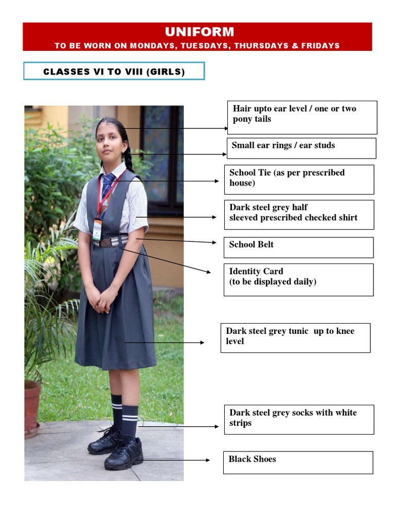 Uniform: To Be Worn On Mondays, Tuesdays, Thursdays & Fridays | PDF ...