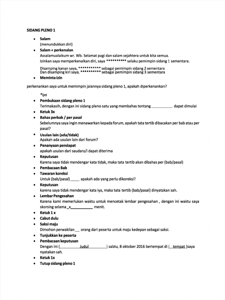 (PDF) Teks Pimpinan Sidang Pleno - WIAC - INFO | PDF