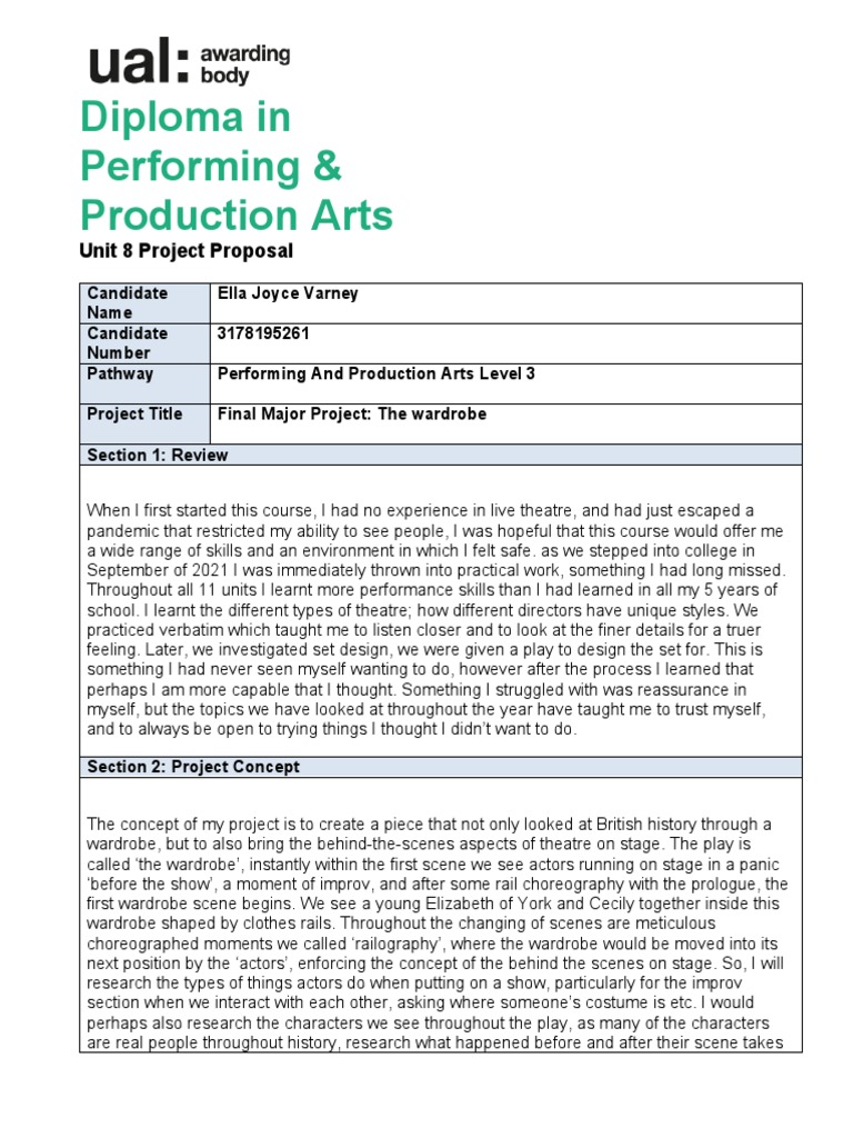 Project Proposal Form 2021 Ella Varney | PDF