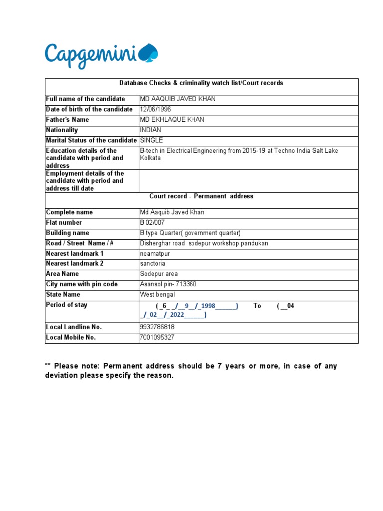 Candidate Background Check Report | PDF