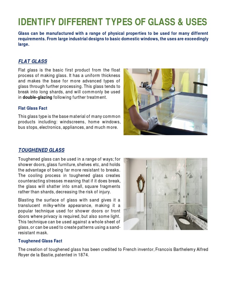 Identify Different Types of Glass & Uses | PDF | Glasses | Building ...