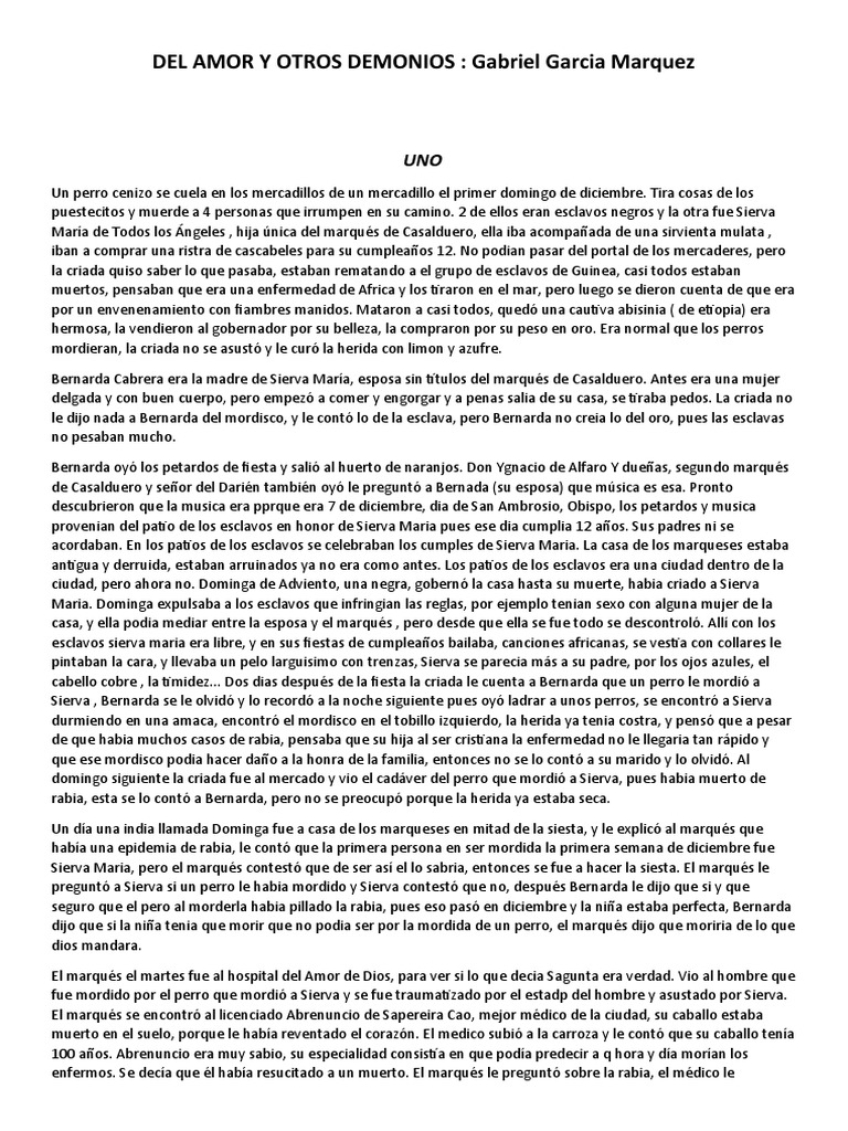 Del Amor y Otros Demonios 2 | PDF