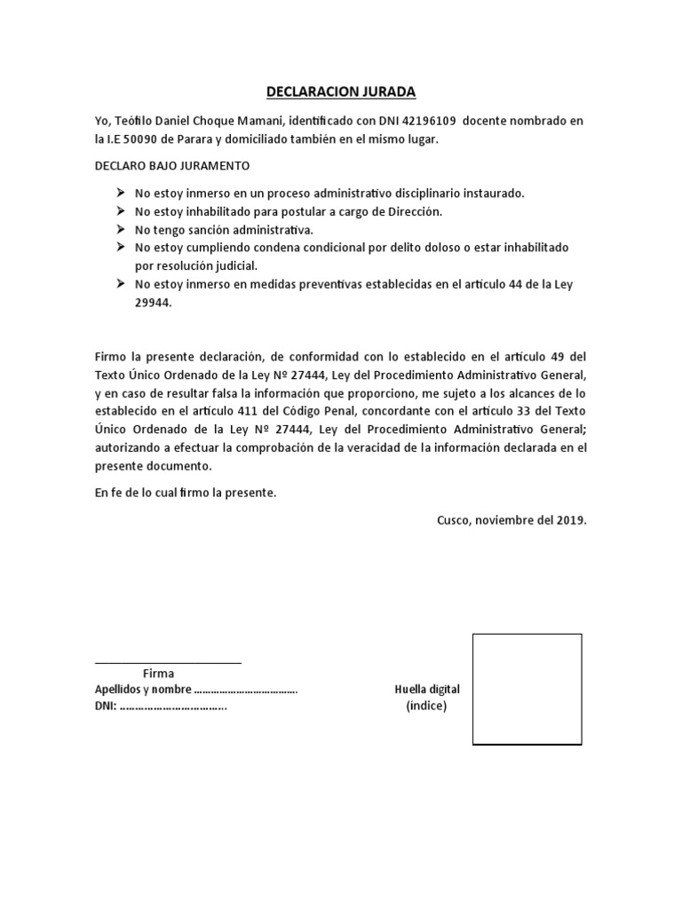 Declaracion Jurada | PDF | Ley Pública | Justicia
