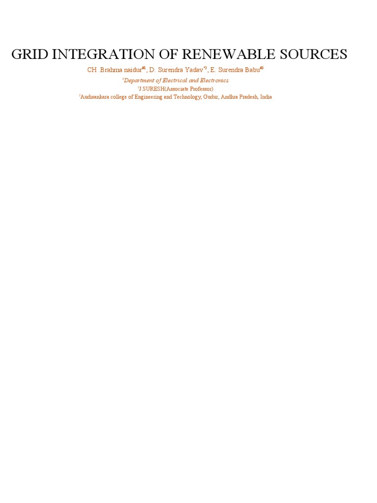 GRID Integration of Renewable Energy Sources | PDF | Electrical Grid ...