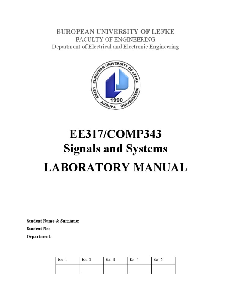 EE317/COMP343 Signals and Systems Laboratory Manual: European ... EE317/COMP343 Signals and Systems Laboratory Manual: European ...