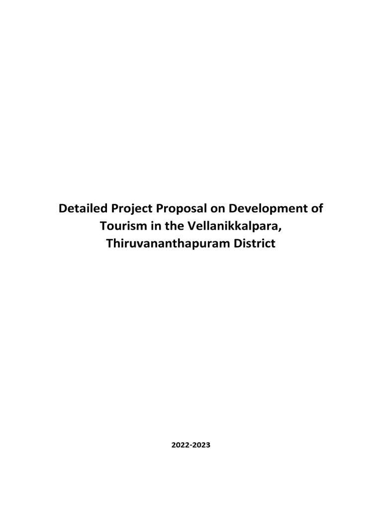 Detailed Project Proposal On Development of Tourism in The ...